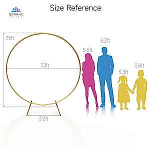 7.2Ft Round Backdrop Stand Circle Balloon Arch Frame Kit for Wedding Flower Ring Party Background Decoration (Aluminum/Gold)……