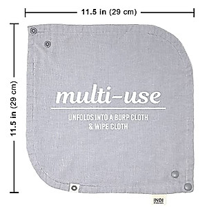 Kishu Baby Indi Infinity Scarf Bib - Super Soft Organic Cotton Muslin Drool Bib with Snaps (Cool Gray)