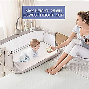 RONBEI Baby Bassinet, Bedside Sleeper Baby Bed Cribs,Baby Bed to Bed, Newborn Baby Crib,Adjustable Portable Bed for Infant/Baby Boy/Baby Girl (Bassinet)