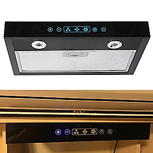 Under Cabinet Range Hood 12V Cooking Range Hood 3 Speed Adjustable with Touchable Screen LED Light for RV Camper Kitchen