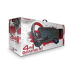 HyperGear 4-in-1 Gaming Kit RGB Backlit Gaming Keyboard, 4 Level DPI Switch Mouse, Stereo Gaming Headphones with Mic, Mousepad for PC in Game & Online Chat