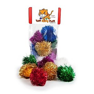 Tuff Kitty Puff Sparkle Ball Cat Toy - (1.5 inch) 12 Pak
