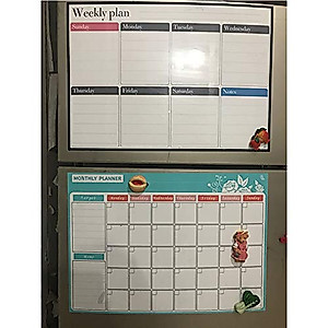 Magnetic Dry Erase Monthly Calendar and Weekly Planner for Fridge Refrigerator Whiteboard Organizer, Blue
