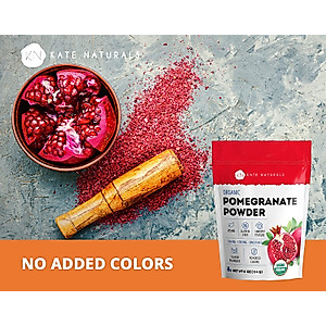 Kate Naturals Organic Pomegranate Juice Powder 4oz Natural Sweetener for Beverages and Meals. Contains Antioxidants. Resealable Bag.