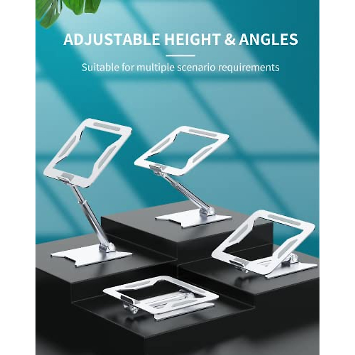 Biuupa Adjustable Laptop Stand for Desk- Sturdy Aluminum Foldable Computer Stand, Non-Slip Ergonomic Laptop Holder Lift for All Computers/ DJ/ Chromebook/ Notebook/ MacBook/ Air/ Pro, 10-16" Silver