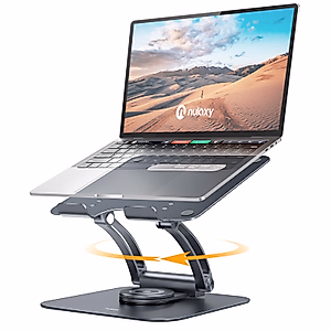 Nulaxy 360 Rotating Laptop Stand for Desk, Laptop Riser Adjustable Height and Angle, Foldable and Portable Travel Laptop Stand, Holds up to 22lbs, Fits All MacBook, Laptops