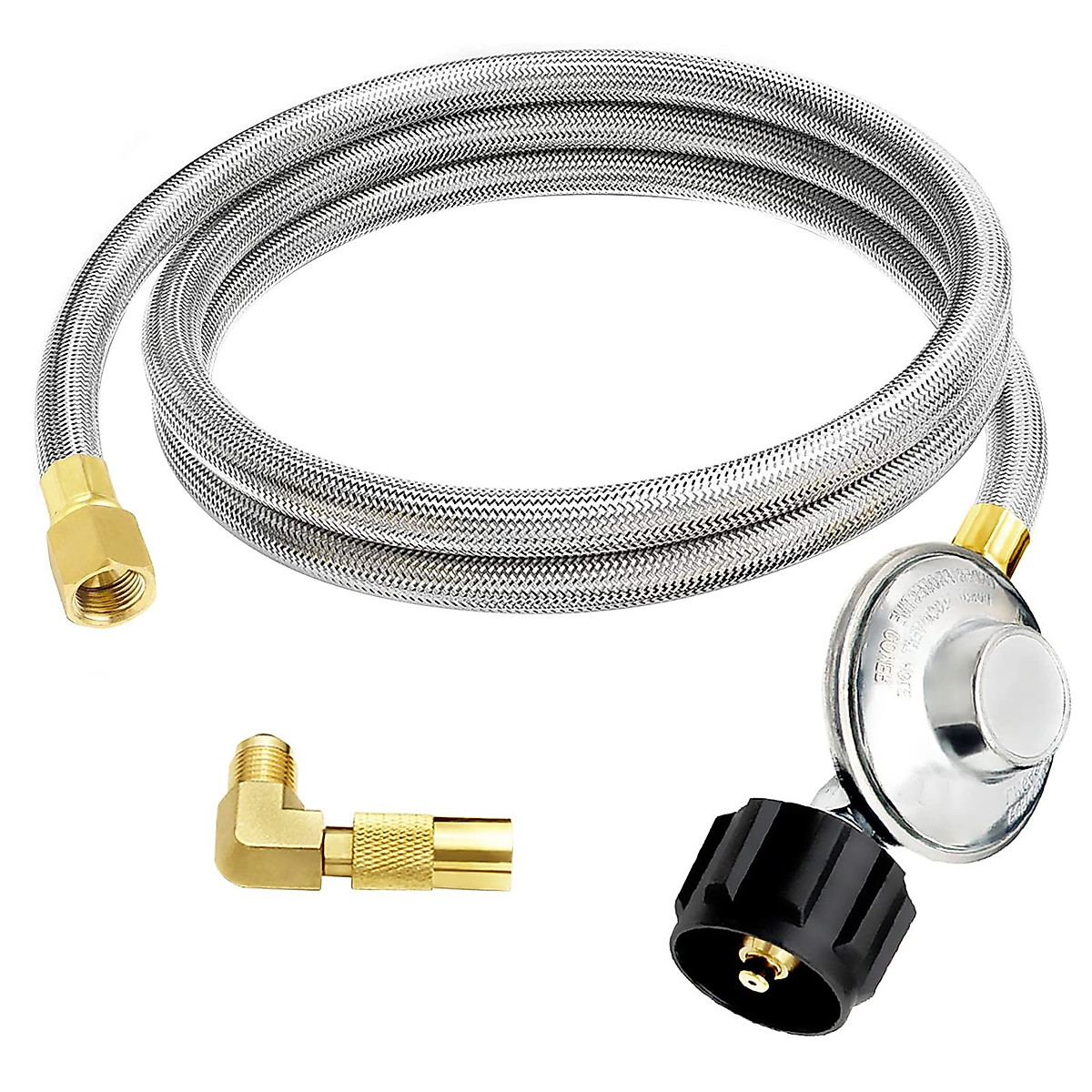 MOFLAME 6FT Stainless Braided Propane Hose and Blackstone Grill Regulator Adapter for Blackstone 17inch and 22inch Table Top Griddle Connect to 5-20Lb Propane Tank