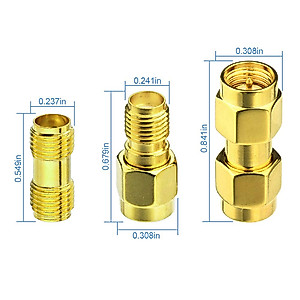 Superbat RF coaxial SMA Male to SMA Female Bulkhead RG174 15ft Cable + 3pcs RF Coax SMA Adapter Kit for SDR Equipment Antenna Ham Radio,3G 4G LTE Antenna,ADS-B,GPS and etc