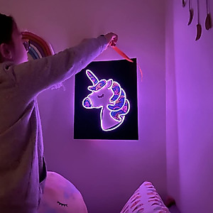 DOODLE HOG Decor for Girls Room - Neon Unicorn Arts and Crafts for Wall Art - Kids Arts and Crafts Ages 8-12 - NeonArt Wall Unicorn Room Decor for Girls Bedroom (Neon Wall Unicorn Art)