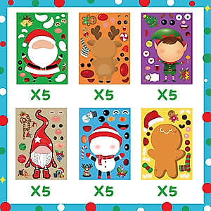 Funnlot Christmas Stickers for Kids - Make Your Own Stickers Game and Activities for Toddlers - 30PCS Christmas Craft Kits