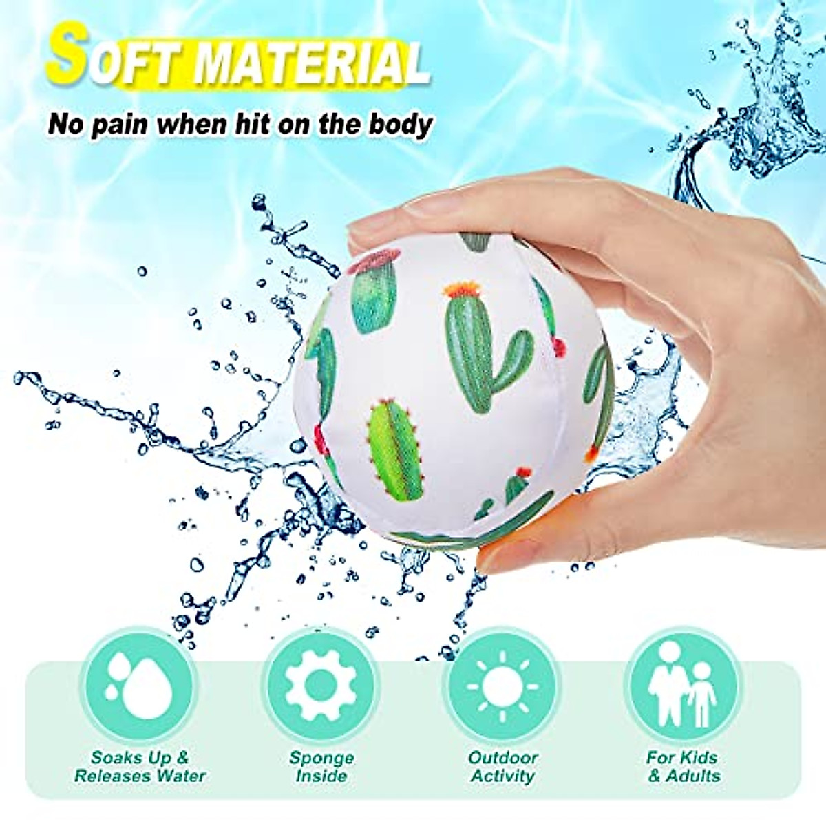 Sratte 64 Pcs 3 Inch Water Balls Water Absorbent Ball Pool Balls Children Pool Water Balls Water Fight Soft Balls for Children Adults Pool and Beach Favors Toys Summer Outdoor Games