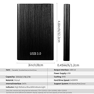 External HardDrive Portable HardDrive HighSpeedUSB 3.1 External HDD 1TB 2TB External HardDrive forMacPC,Laptop(2TBBlack)