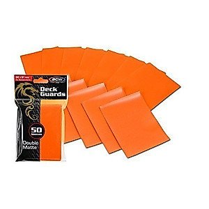 100 Premium Orange Double Matte Deck Guard Sleeve Protectors for Gaming Cards Like Magic The Gathering MTG, Pokemon, Yu-Gi-Oh!, & More. by BCW