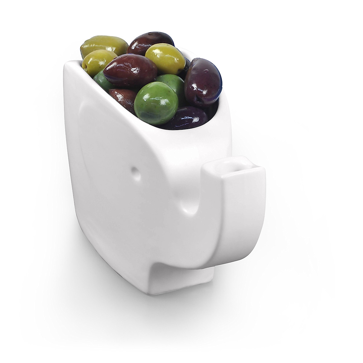 Genuine Fred Oliver Ceramic Elephant Tidbit Bowl, White, 1 cups, Size Pillow-130