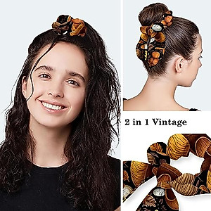 Thanksgiving Acorn Working Cap with Button Sweatband Adjustable Tie Back Bouffant Hats with Scrunchie