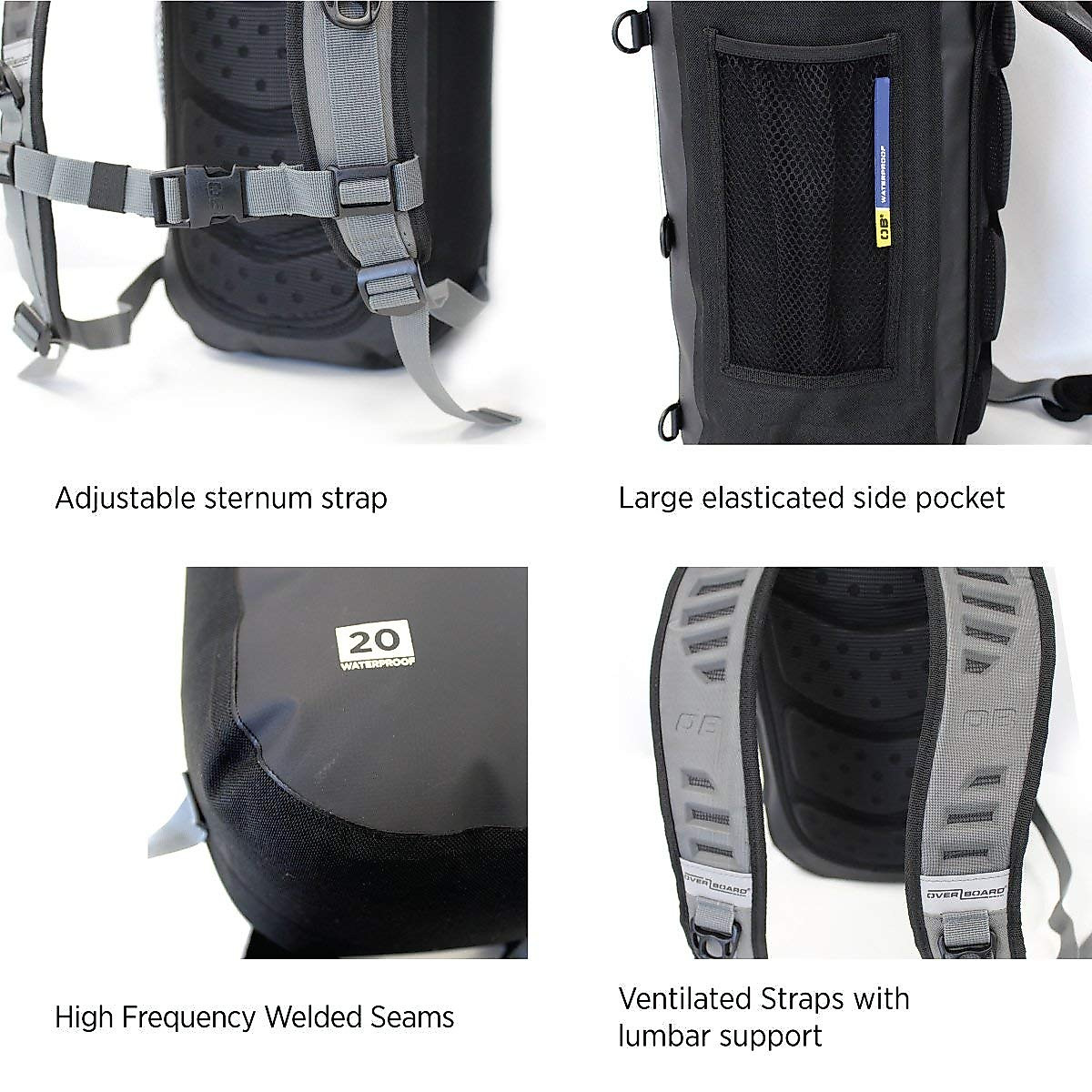 OverBoard Waterproof Classic Backpack, Black, 20-Liter