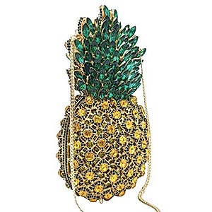 Syolin Boutique Dazzling Mini Pineapple Fruits Crystal Rhinestone Evening Bags and Clutches for Women Formal Dinner Party Purses Handbags.