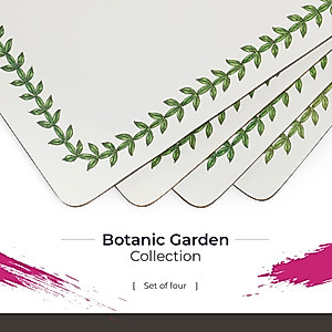 Pimpernel Botanic Garden Collection Placemats | Set of 4 | Heat Resistant Mats | Cork-Backed Board | Hard Placemat Set for Dining Table | Measures 15.7” x 11.7”