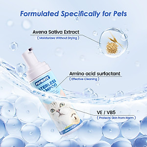 Waterless Cat Shampoo with Cat Brush - No Rinse Foam Dry Shampoo | Deep Cleansing Relieves Itchy Skin & Shedding | Gentle, pH-Balanced for Kittens Sensitive Skin | Specifically for Cat Bath | 7 oz