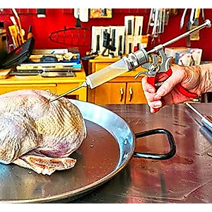 SpitJack Magnum Meat Injector Gun. Food Flavor Injection Syringe for Smoked BBQ Marinades and Meat Seasoning. 4 Needles for Pork Butt, Beef Brisket, Turkey Breast. Deluxe Hard Case. Made in The USA.