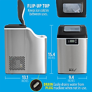 Deco Chef 44LB Countertop Nugget Ice Maker with 2.6LB Auto-Renew Basket and Automatic Cleaning, 1.8LB per Hour, First Batch in 10 Minutes, Stainless Steel