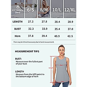ATTRACO Women Workout Top Loose Fit Athletic Yoga Tank Sports Tank Tops Gym Top Grey XL