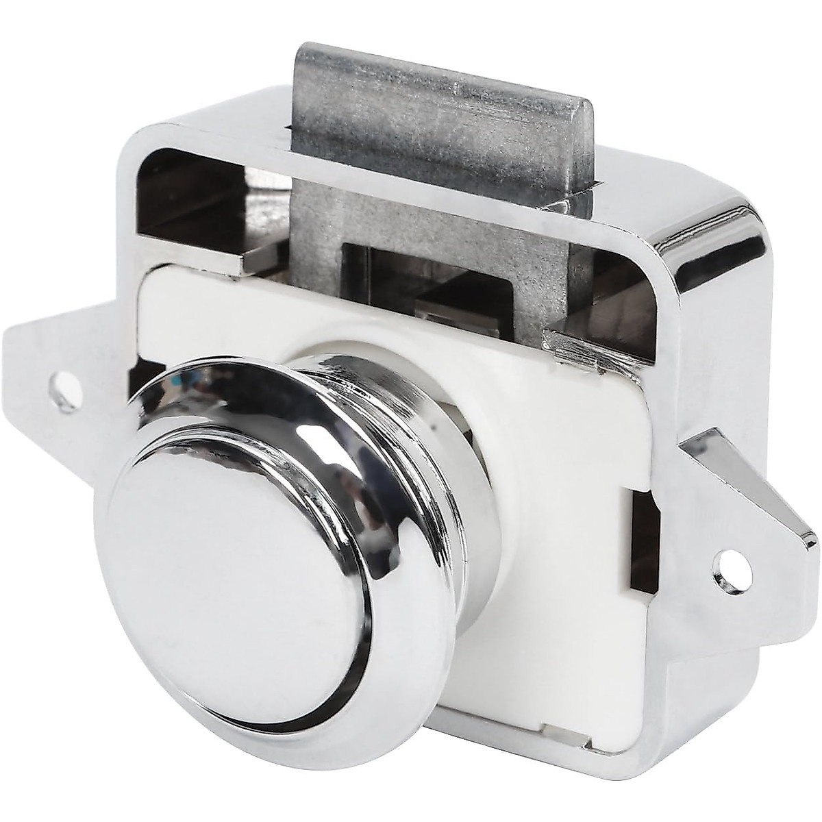 LESOLEIL Push Button Latch Locks - 10 Pcs RV Cabinet Door Push Lock Catch Keyless Knob for Camper Van Motorhome Caravan Boat Silver