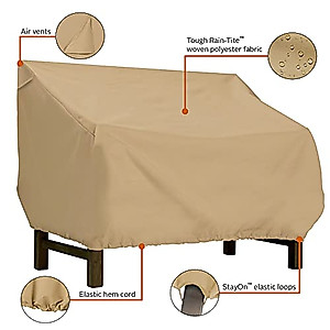 Classic Accessories Terrazzo Water-Resistant 75 Inch Patio Bench/Loveseat Cover, Patio Furniture Covers,Sand