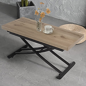 MYSELFLY Dinning Table Folding Metal Lift Bracket, Space Saver, Multi-Functional Transforming Dinner Coffee Table in Room Home Wood Desktop 40x35 Silver