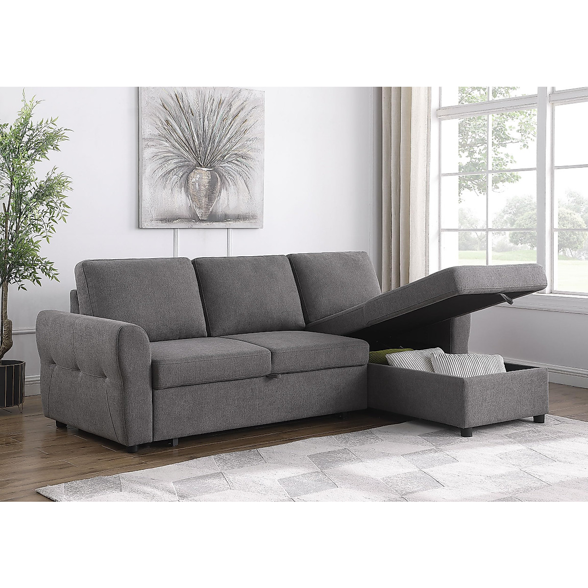 Coaster Samantha Sleeper Sectional, Grey
