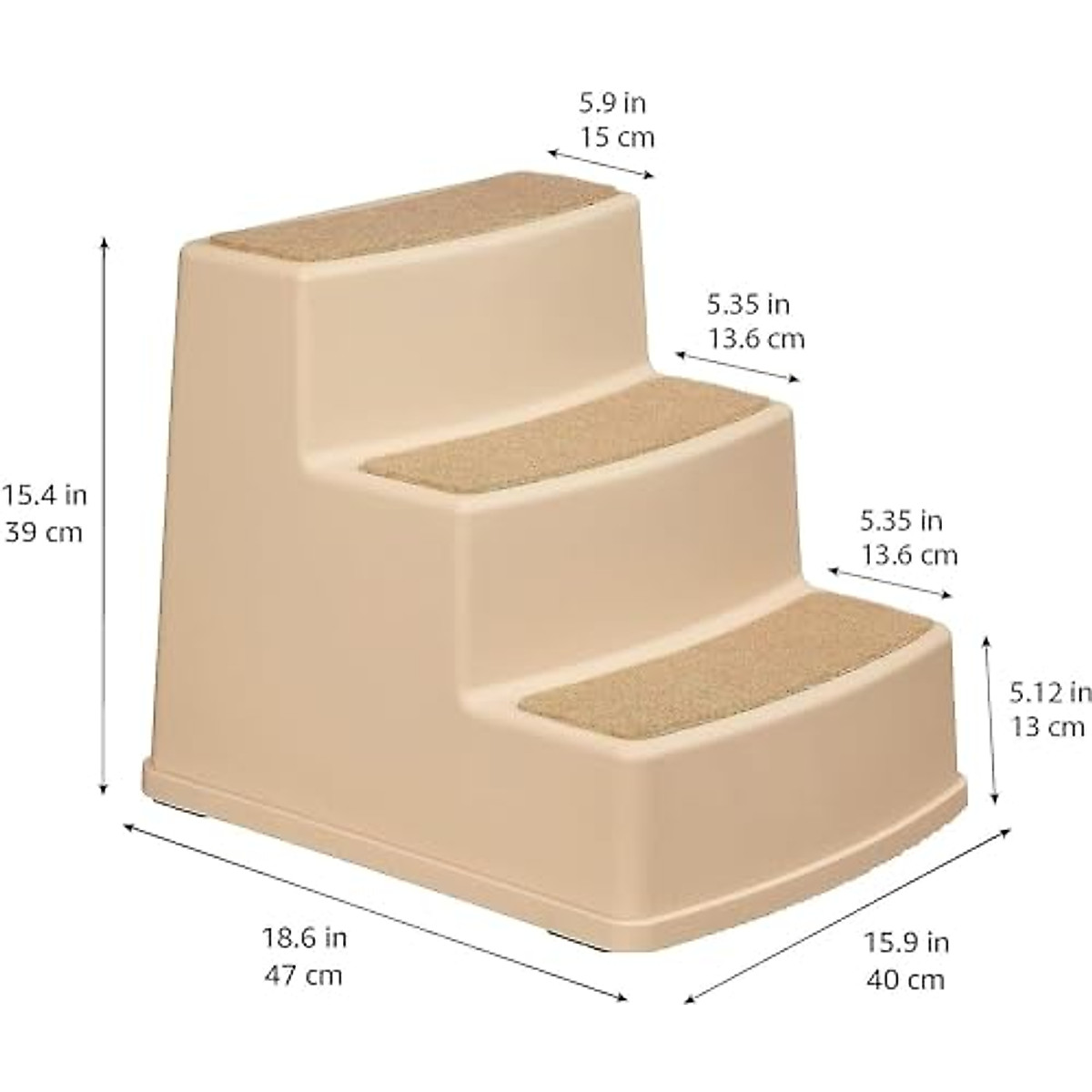 Amazon Basics 3 Step Non Slip Pet Stairs for Dogs and Cats, Tan