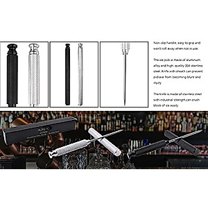 MUMIAO Ice Picks Aluminium Alloy Handle Stainless Steel Knife With Safety Cover Ice Tool Kitchen Tool for Restaurant Bar Home (Silver)