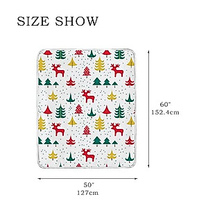 DreamBay Throw Blanket for Couch Sofa Bed Deer Fir Trees Merry Christmas Lightweight Blankets for Home Office Camping Travel Cozy Blanket 50x60 inches Washable