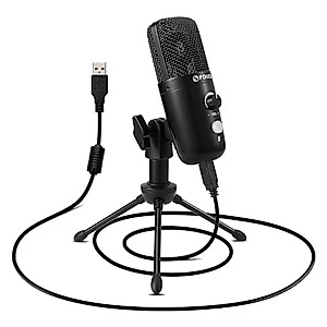 FDUCE USB Plug&Play Computer Microphone, Professional Studio PC Mic with Tripod for Gaming, Streaming, Podcast, Chatting, YouTube on Mac & Windows(Black)