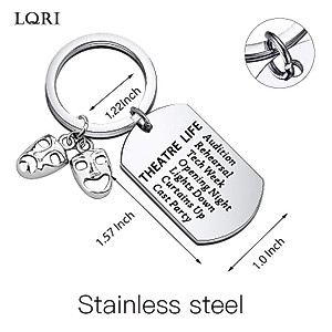LQRI Theater Life Keychain Theatre Drama Keychain Funny Drama Actor Actress Gifts Comedy Tragedy Mask Jewelry Broadway Musical Drama Teacher Graduates Gift (d-Theater life)
