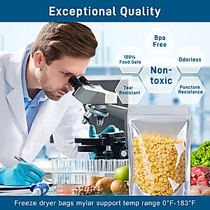 50 Packs Mylar Bags for Food Storage with Clear Window,1 QUART( 9.44 Mil, 7"x 10")Reusable Mylar Bags with Oxygen Absorber for Grains, Wheat, Rice, Legumes, Meat Long Term Food Storage