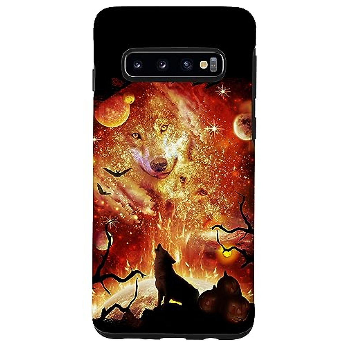 Galaxy S10 Halloween Wolf, Howling Wolves Family, Space Moon Case