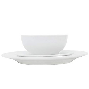 SUPER DEAL Round 18-Piece White Kitchen Dinnerware Set, Service for 6, Plates and Bowls – Microwave, Oven and Dishwasher Safe