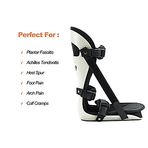 Plantar Fascitis Night Splint Adjustable Leg Support Brace for Fascia, Tendon and Calf Stretching, Heel and Bone Spur, Arch Pain Treatment Fit Right or Left Foot, Grey, Small