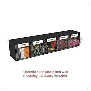 Deflecto 20504OP Five-bin horizontal tilt bin storage system, 23-5/8w x 5-1/4d x 6-1/2h, black
