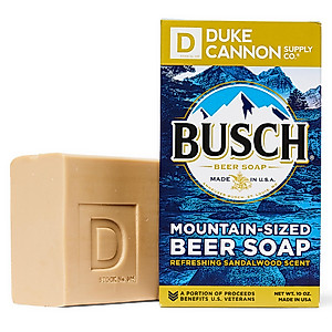 Duke Cannon Supply Co. Big Ass Brick of Bar Soap - Superior Grade, Large Men's Soap Made with Busch, All Skin Types, Masculine Sandalwood Scent, 10 oz.