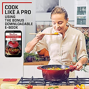 Uno Casa Enameled Cast Iron Dutch Oven - 6 Qt Dutch Oven Pot with Lid, Long-Lasting Enamel Dutch Oven for Bread Baking, Non-Stick Bread Dutch Oven, Enamel Cast Iron Cookware - Red Dutch Oven 6 Quart