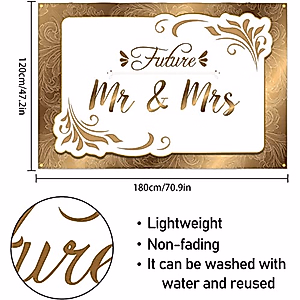 Future Mr & Mrs Backdrop Banner Golden Engagement Bridal Shower Wedding Theme Party Decorations Photography Background White