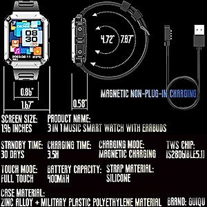 Smart Watch with Earbuds [GPS 45mm] 1.96" Full Touch Retina Display, Military Grade IP67 Waterproof Watch with Answer Calls and Send Messages…