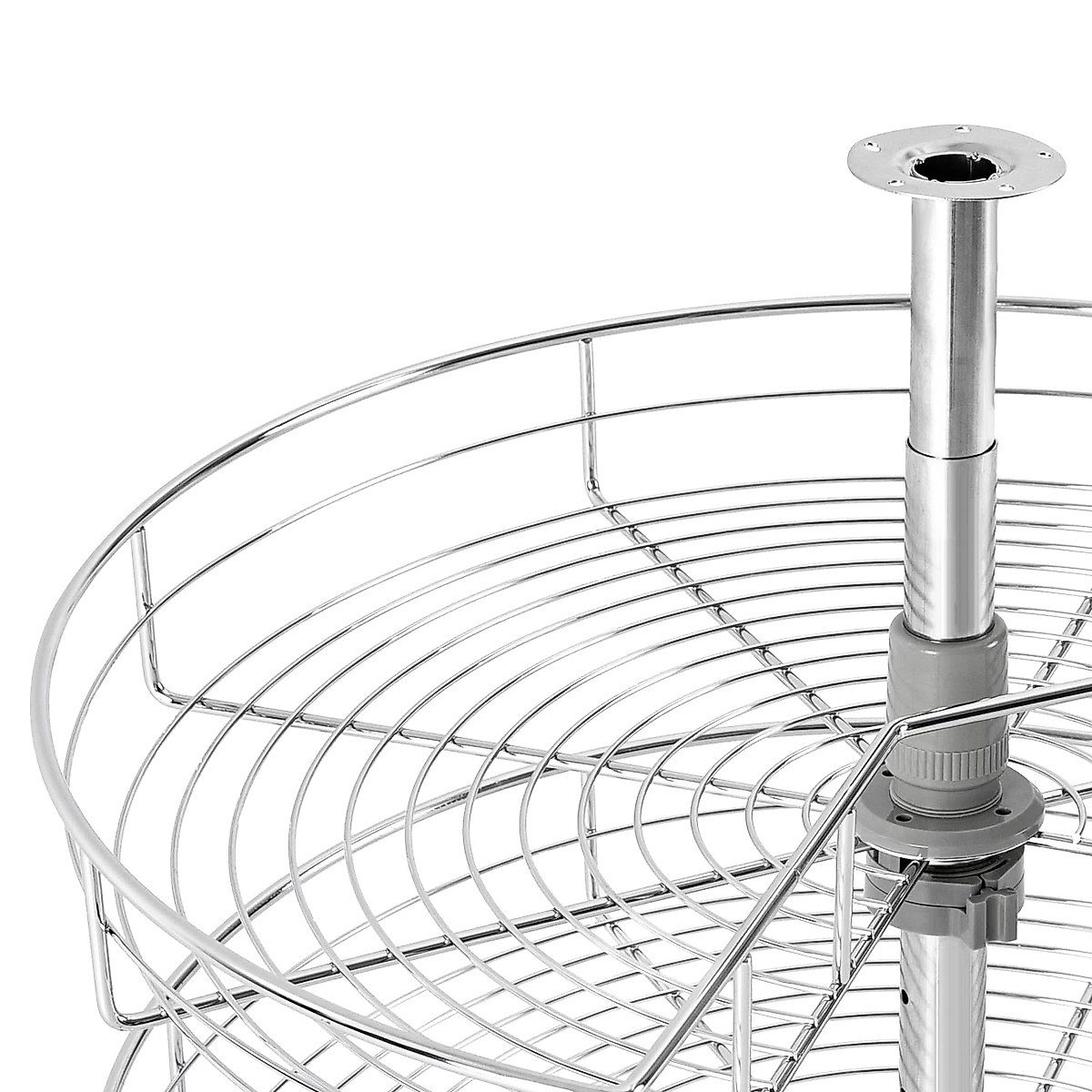 Fetcoi 2 Tier Kidney Chrome Lazy Susan, 28” Kitchen Base Cabinet Corner Organizer, 270° Rotating Blind Corner Wire Cabinet Mounted Rotating Storage Rack for Kitchen Storage