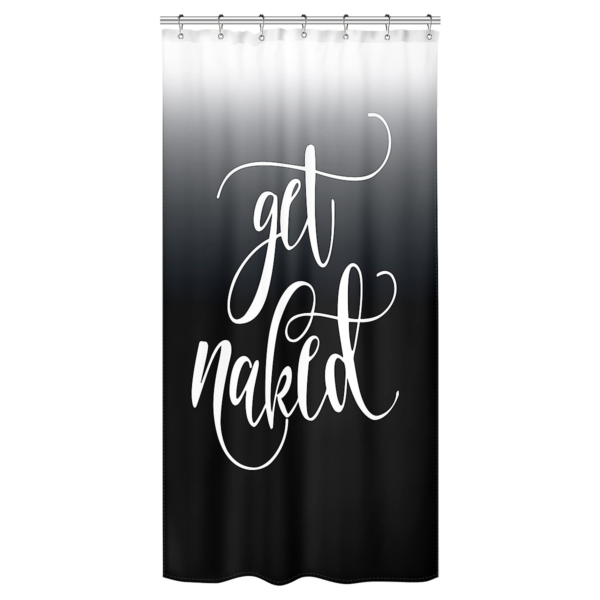 Riyidecor Small Stall Shower Curtain Ombre Get Naked 36Wx72H Inch Black White Texture Single Cool Abstract Funny Fashion Modern Unique Urban Trendy Polyester Waterproof Home Bathroom Decor Fabric
