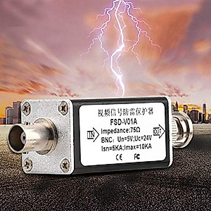 BNC Surge Protector, Video Signal Lightning Protector for CCTV Video Analog Camera Thunder Lightning Arrester Protection Device 24V