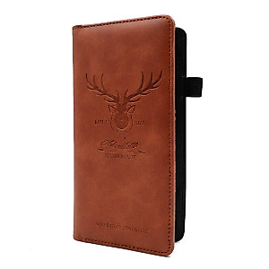 menesia Checkbook Cover for Men & Women RFID Leather Check Book Holder Wallet(Brown Deer)