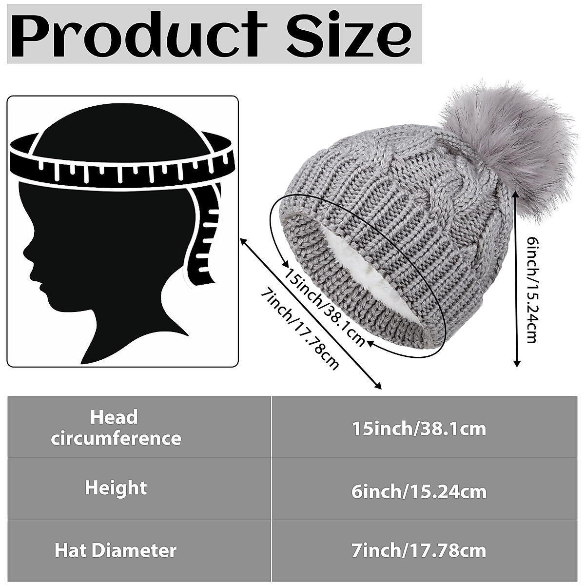 YSense 2 Pack Toddler Kids Winter Warm Fleece Lined Beanie Hats for Boys and Girls Crochet Hairball Knit Cap (3-6 Years)