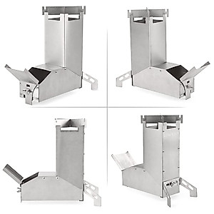 Lixada Camping Stove Collapsible Wood Burning Stainless Steel Rocket Stove Backpacking Camp Tent Stove for Picnic BBQ Camp Hiking